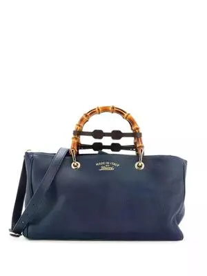 Gucci Bamboo Shopper Leather Medium Tote Bag - Blue
