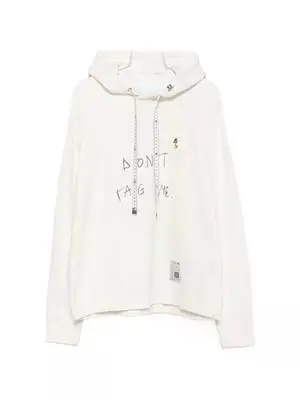 Mihara Yasuhiro Slogan-print Measuring-tape Detail Hoodie - Neutrals