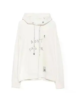 Mihara Yasuhiro Slogan-print Measuring-tape Detail Hoodie - Neutrals