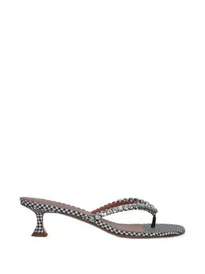 Amina Muaddi Gigi Crystal-embellished Gingham Sandals
