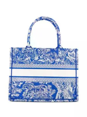 Dior Book Embroidered Canvas Tote Bag - Blue