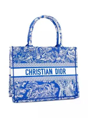 Dior Book Embroidered Canvas Tote Bag - Blue