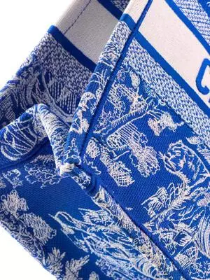 Dior Book Embroidered Canvas Tote Bag - Blue