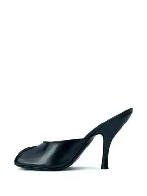 JUDE Leather Pointed-toe Stiletto Mules - Black