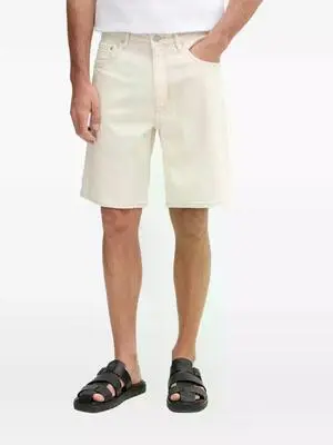 Guess Logo-patch Denim Shorts - Neutrals