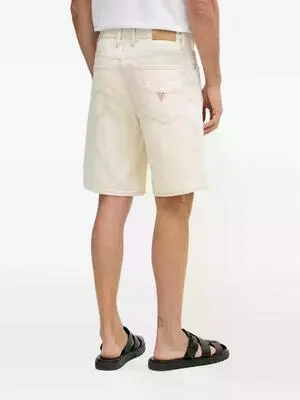 Guess Logo-patch Denim Shorts - Neutrals