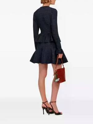 SELF-PORTRAIT Navy Textured-knit Mini Dress