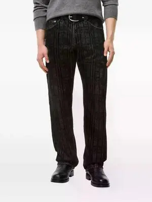 Burberry Check Flocked Straight Jeans - Black