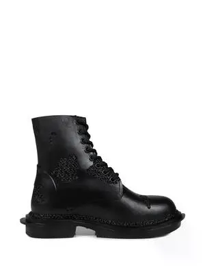 HYACYN 3d-print Lace-up Boots - Black