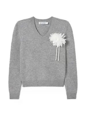 SELF-PORTRAIT Flower Wool Jumper - Grey