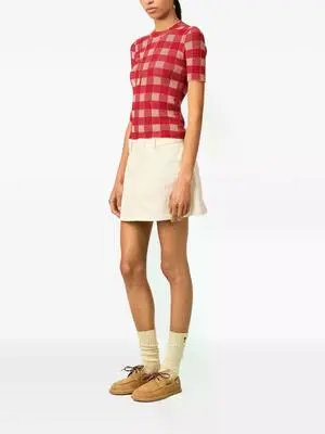 AMI Paris Pink Checkered Wool And Cotton Short-sleeve Sweater