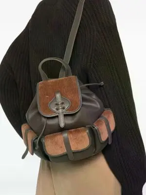 COCCINELLE Corduroy-panel Leather-trim Backpack