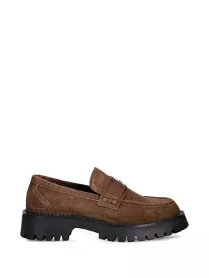 Guess Logo-plaque Suede Loafers - Brown