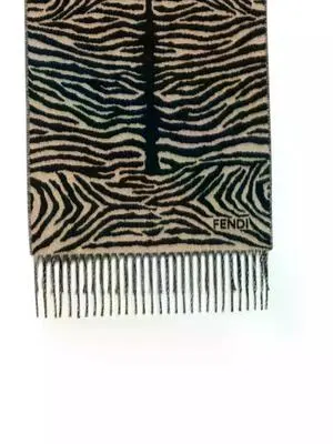 Fendi Tiger-print Fringed Scarf