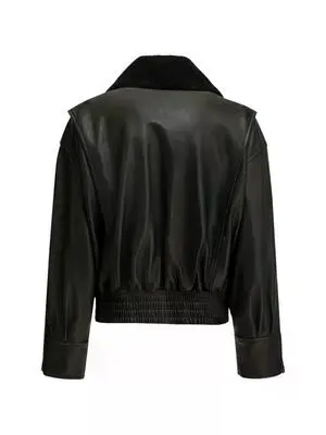 IVY OAK Shearling-collar Leather Coat