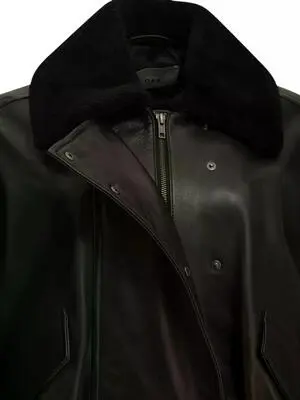 IVY OAK Shearling-collar Leather Coat