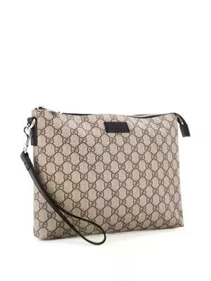 Gucci Wristlet Zip Gg Coated Canvas Medium Pouch