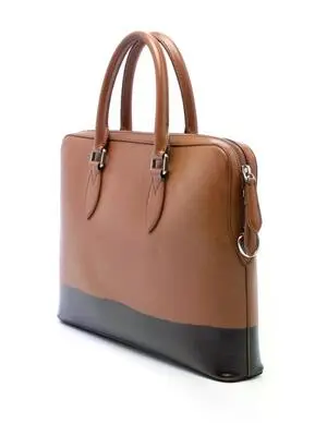 Burberry Bicolor Leather Barrow Business Bag