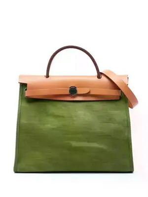 Hermès 2003 Toile Herbag Zip 31 Satchel - Green