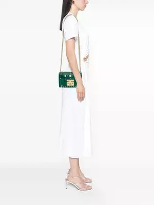 Gucci 2016-2026 Small Pearl Studded Leather Padlock Crossbody Bag