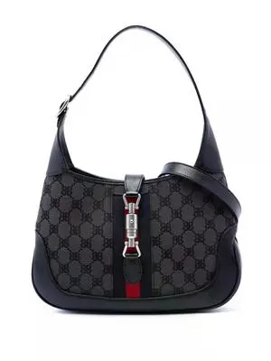 Balenciaga 2021-2023 Gucci The Hacker Project Small Bb Canvas Web Jackie 1961 Crossbody Bag - Black