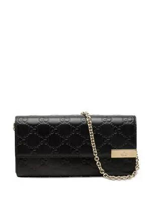 Gucci 2000-2026 Guccissima Dice Wallet On Chain Shoulder Bag - Black