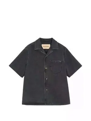 Valentino Garavani Denim Bowling Shirt With Vgold