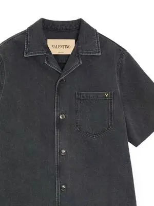 Valentino Garavani Denim Bowling Shirt With Vgold