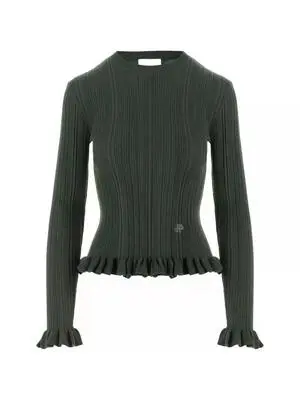 PATOU Ruffled Ribbed Sweater - Green