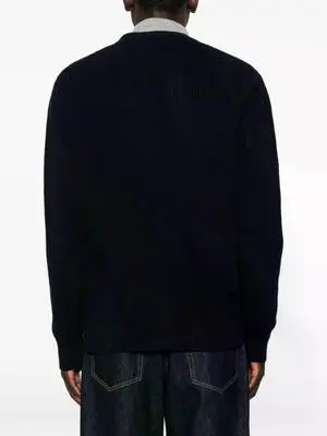 LARDINI Ribbed-knit V-neck Cardigan