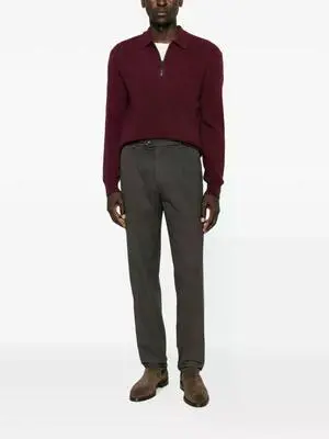 Canali Half-zip Textured-knit Sweater