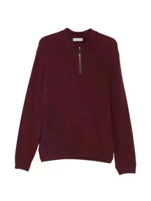 Canali Half-zip Textured-knit Sweater - Red
