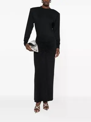 Andamane Padded-shoulder Ruched Dress