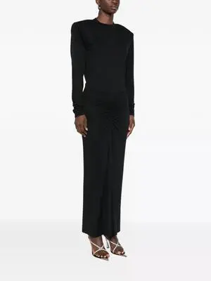 Andamane Padded-shoulder Ruched Dress