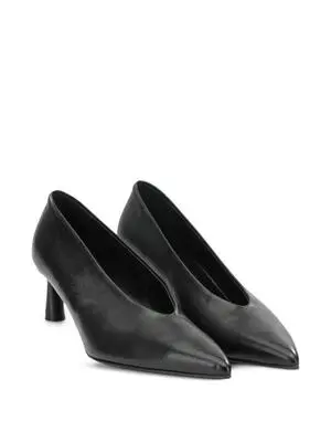 HALMANERA Leather Pointed-toe Pumps - Black