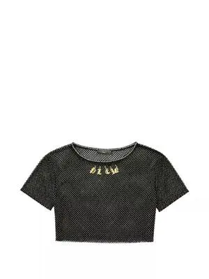 Philipp Plein Mesh Cropped Top Crystal-charms