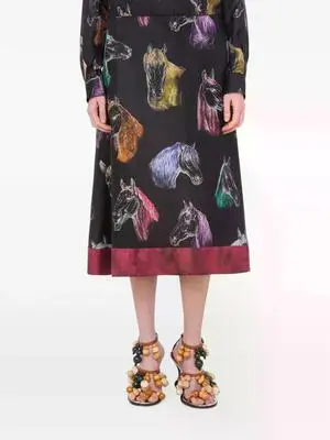 Moschino Horse-print Midi Skirt