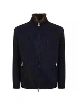 BARBA NAPOLI Ribbed-knit Zip-up Sweater