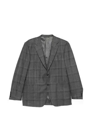 Canali Check-pattern Single-breasted Blazer - Grey