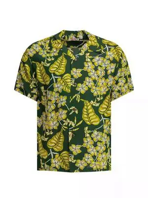 SUN SURF Floral-print Short-sleeve Shirt - Green