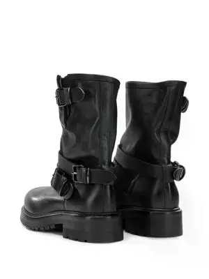 STRATEGIA SHOES Buckle-detail Leather Boots