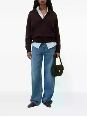 Closed V-neck Long-sleeve Sweater