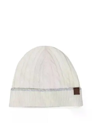 Eleventy Cable-knit Cashmere Beanie Hat - Neutrals