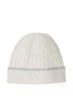 Eleventy Cable-knit Cashmere Beanie Hat - Neutrals