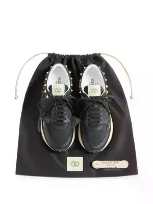 Valentino Garavani Stud Up Leather And Nylon Sneakers