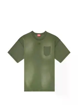 DIESEL® Faded T-shirt With Ripped Pocket Detail - Green