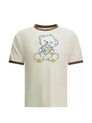 Kapital Bear-print Ringer T-shirt - White