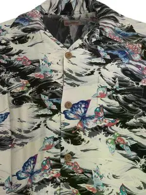 SUN SURF Butterfly-print Camp-collar Shirt