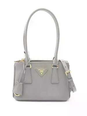 Prada 2000-2013 Mini Saffiano Lux Galleria Double Zip Satchel - Grey