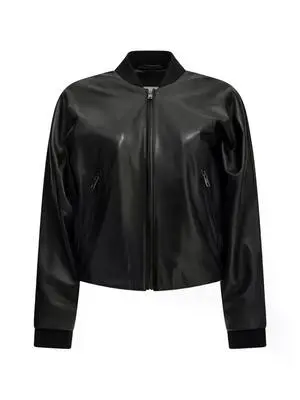 SEMPER Leather Bomber Jacket - Black